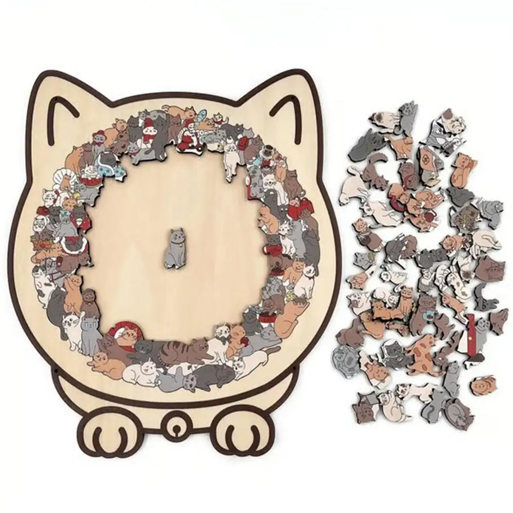135pcs Cat Shaped Wooden Puzzle Unique Irregular Jigsaw Puzzle Pieces ...