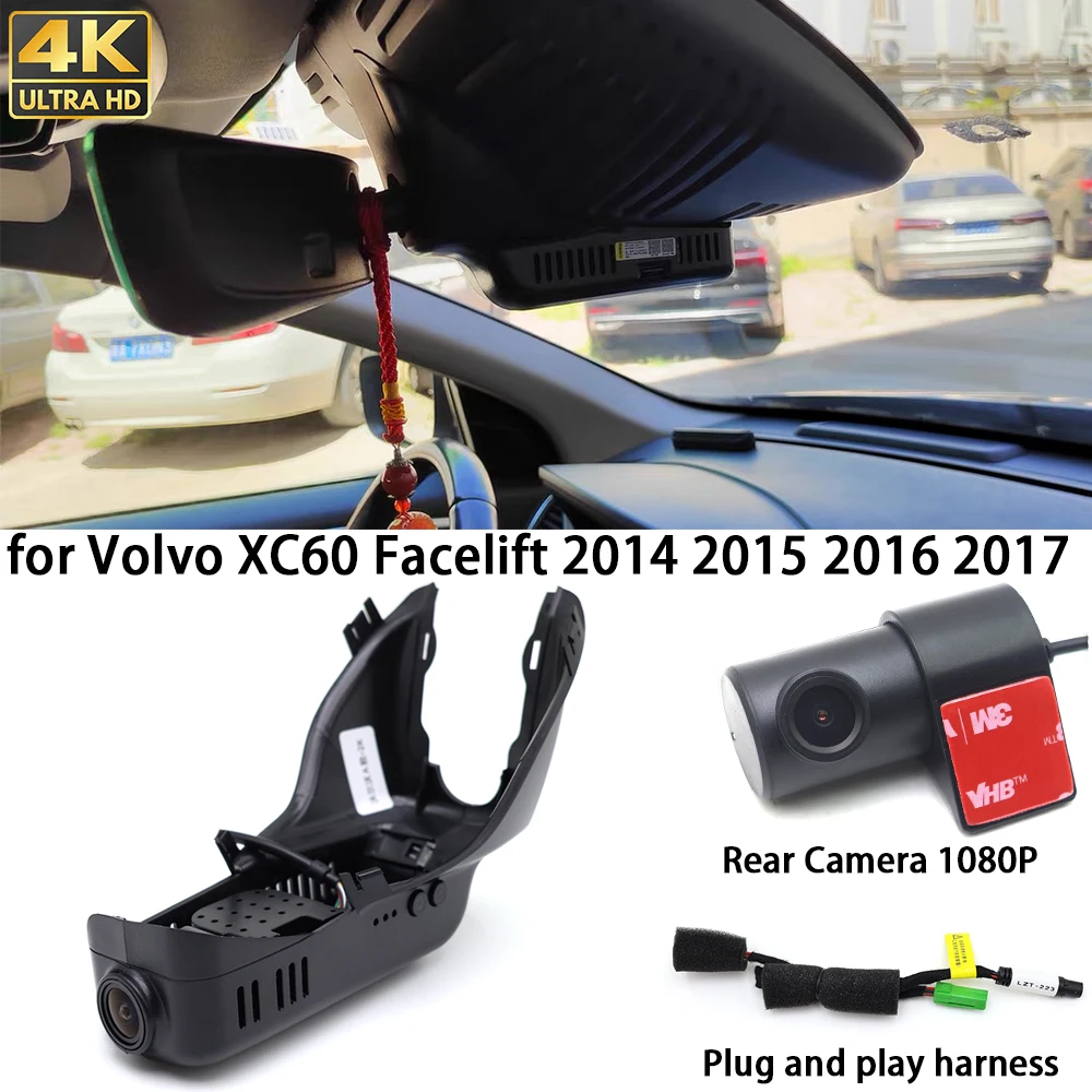 for Volvo XC60 Facelift 2014 2015 2016 2017 4K Dash Cam Front Rear ...