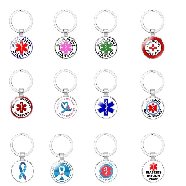 Diabetic-Tag-Medical-Alert-Keychain-Engraved-Medical-ID-Tag-Emergency ...