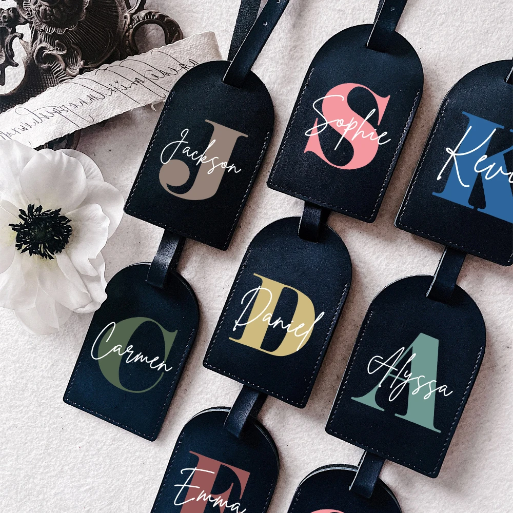 Personalised-Initial-with-Name-Monogram-Luggage-Tag-PU-Leather-for ...