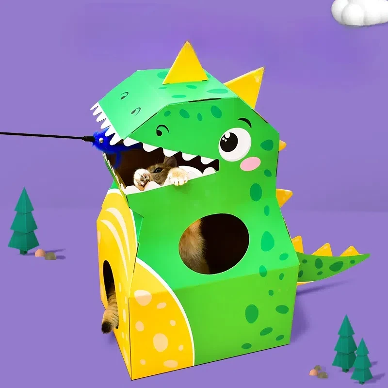 Dinosaur Cardboard Cat House with Scratcher unique design cat ...