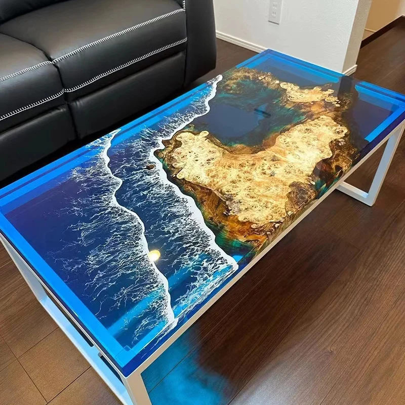Custom Epoxy resin river table, walnut log solid wood large board tea ...