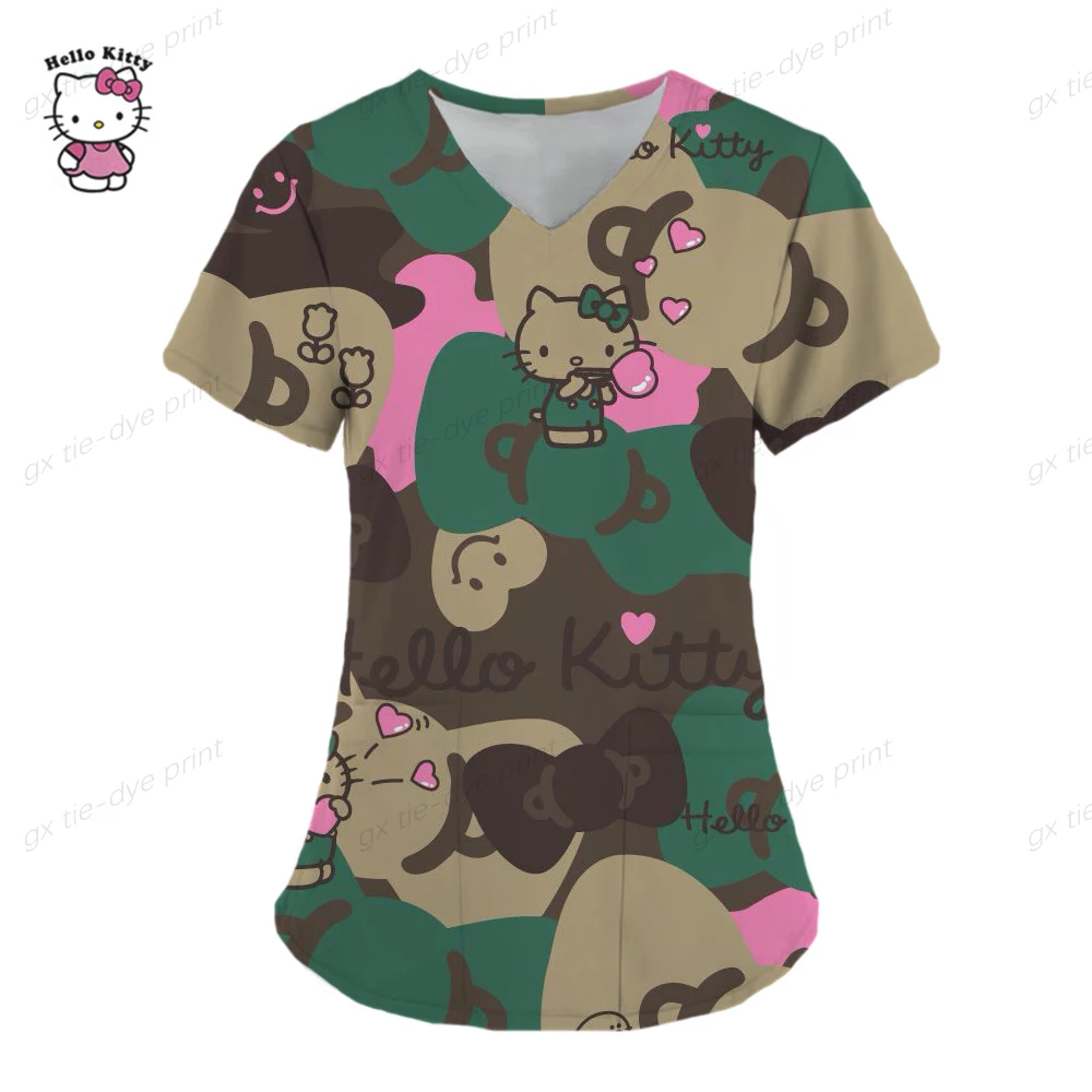 Uniforme de Hello Kitty para mujer, camisa de trabajo de enfermera con ...