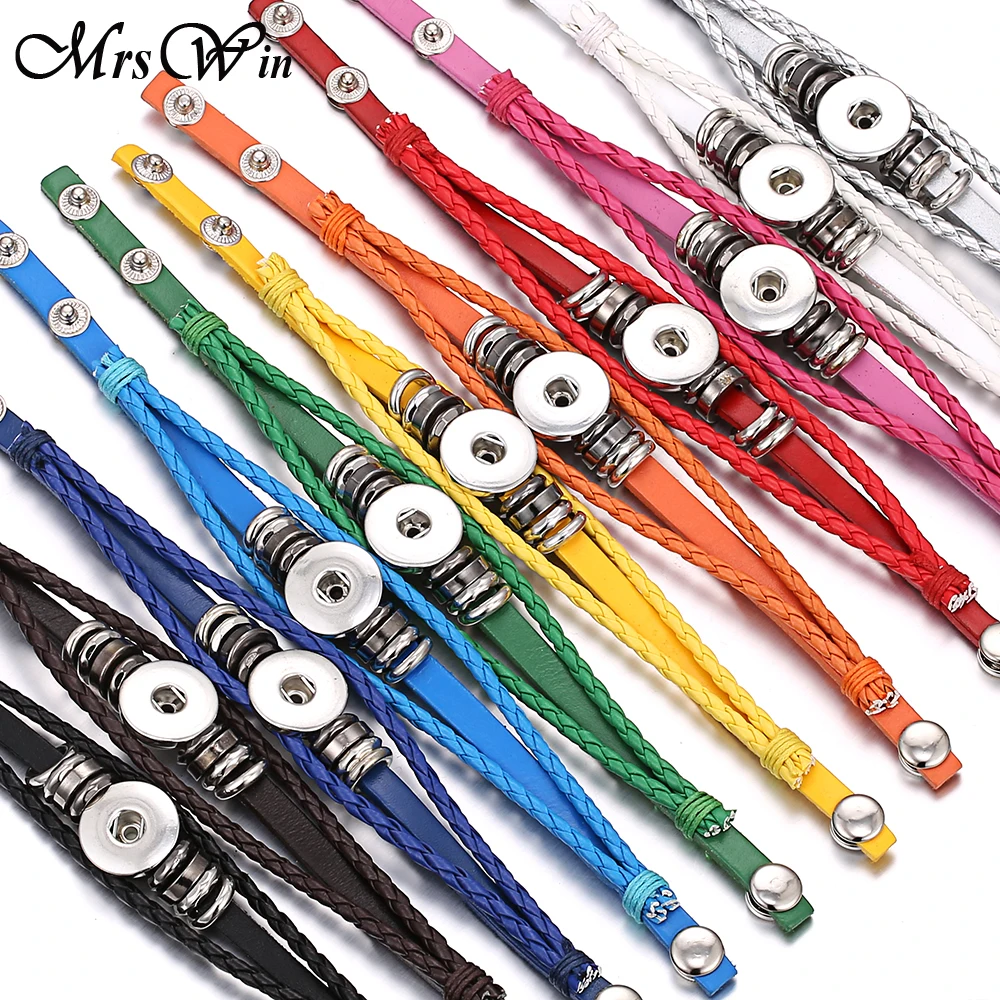 Hot-Sale-Leather-Snap-Button-Bracelet-30-Colors-Braided-Leather-Snap-Bracelets-for-Women-Men ...