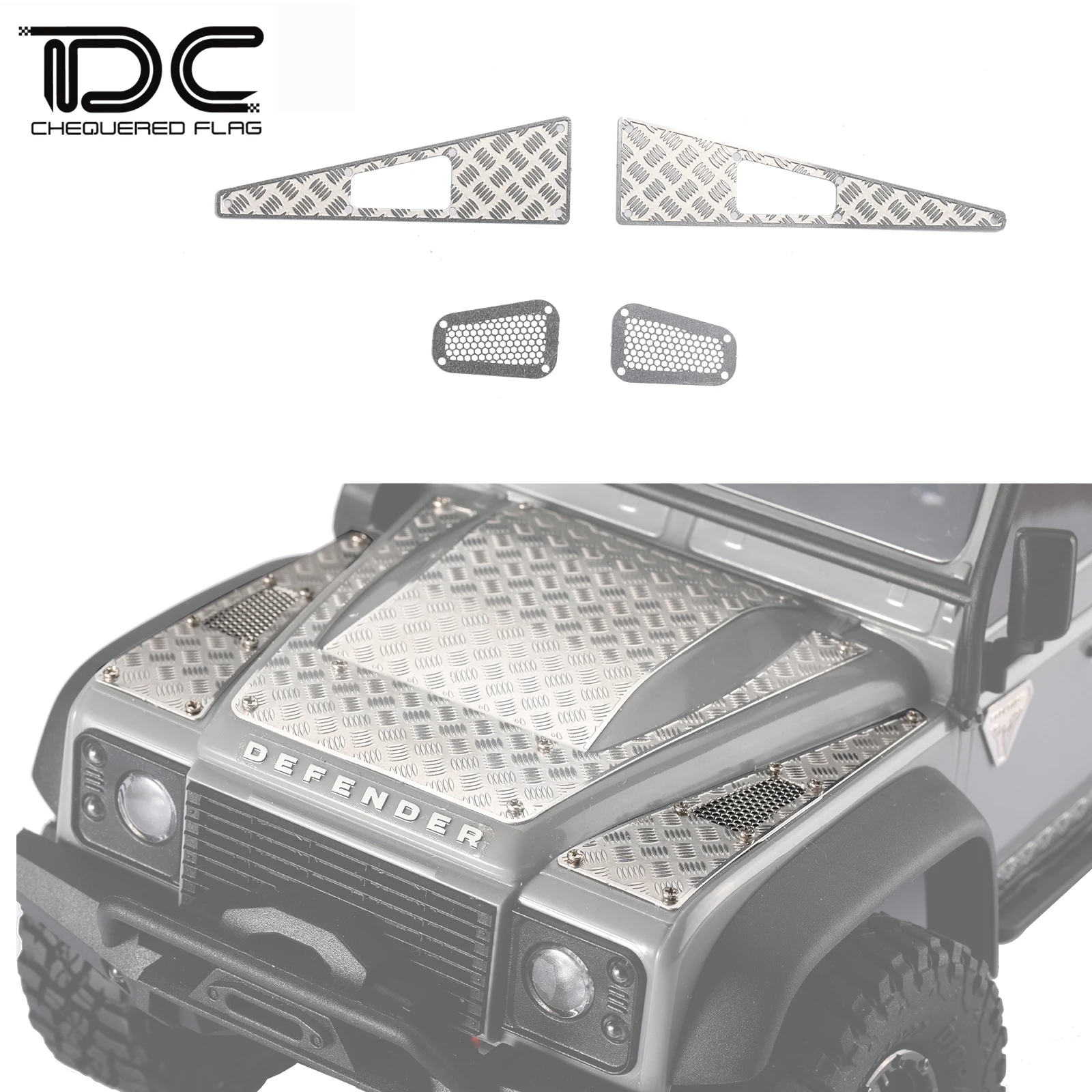 DC-Metal-Anti-skid-Plate-Engine-Cover-Air-Inlet-for-TRX4M-1-18-Defender ...