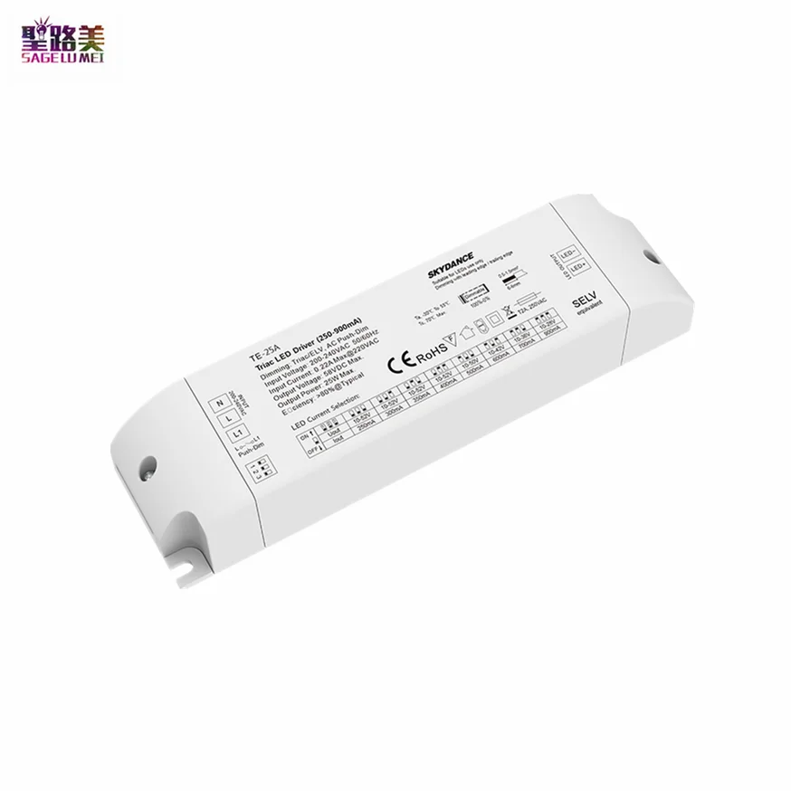 10-52vdc 25w 250-900ma Cc Triac Dimmable Led Driver Controller Te-25a ...