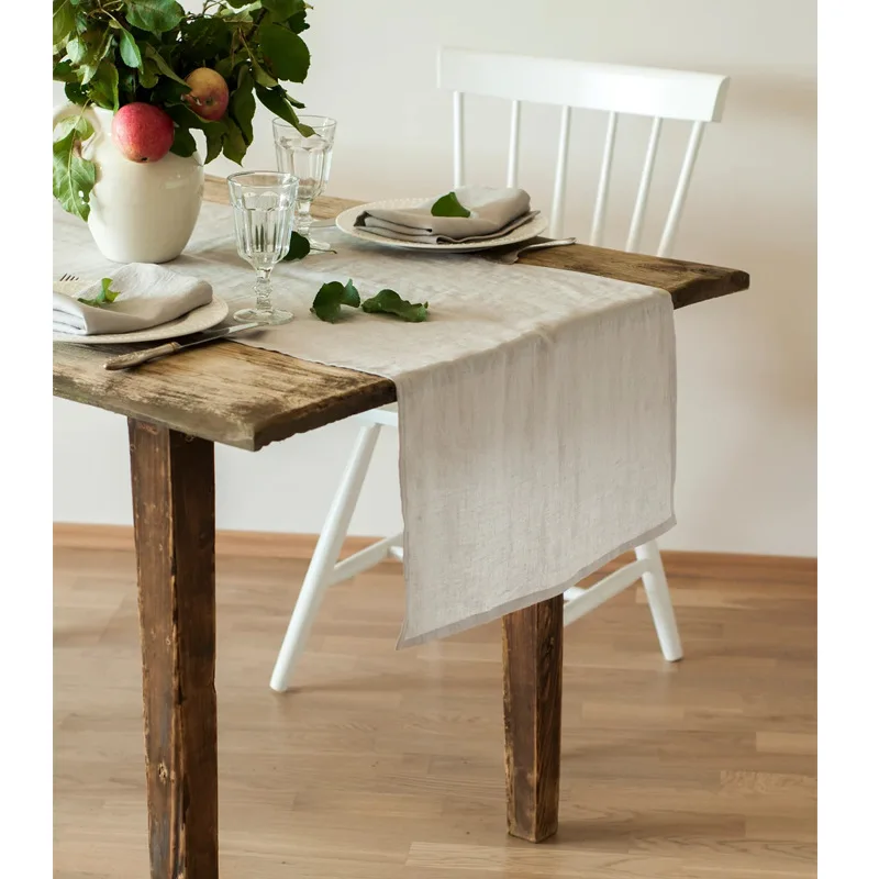 100% Linen Stone Washed Table Path Custom Luxury Pure Color Tea Table ...