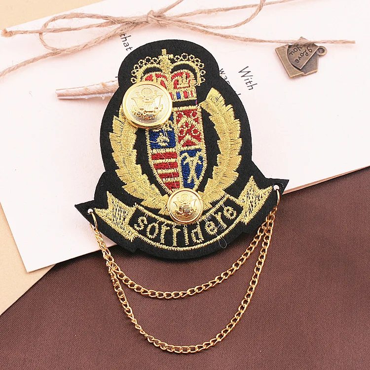 Gold thread retro thickened embroidered badge, school uniform, garden ...