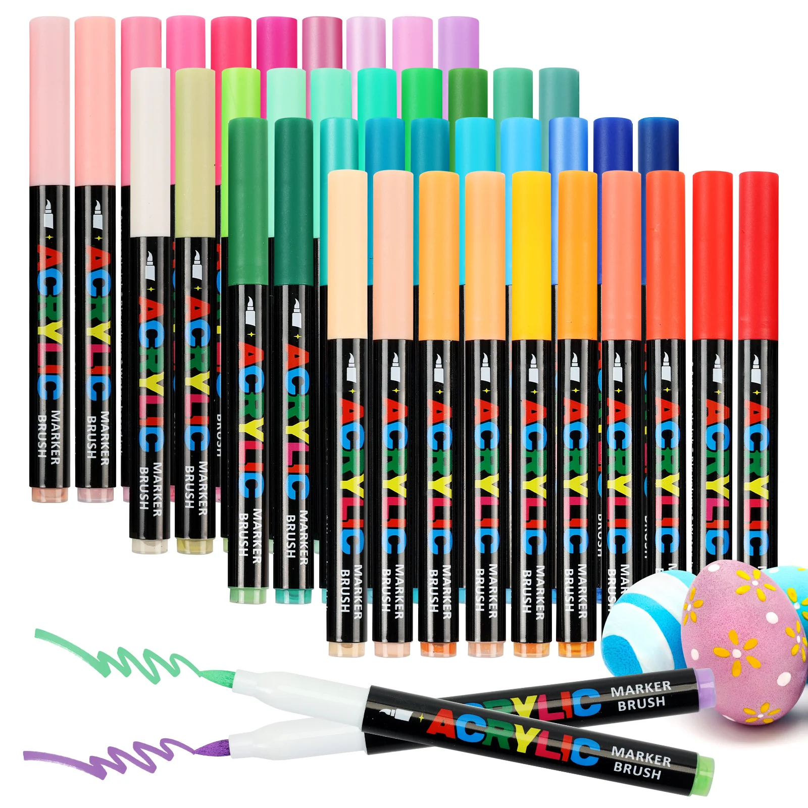 12-80 Colors Acrylic Markers Soft Brush Tip Paint Marker Pens For ...