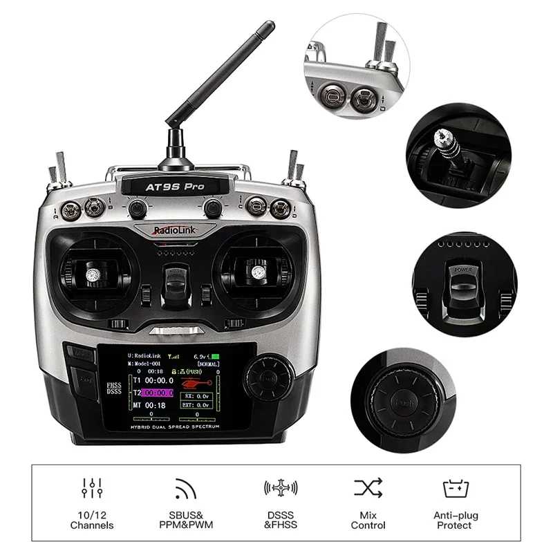 RadioLink AT9S PRO 2.4G 12CH DSSS FHSS Transmitter With R9DS/R12DSE ...