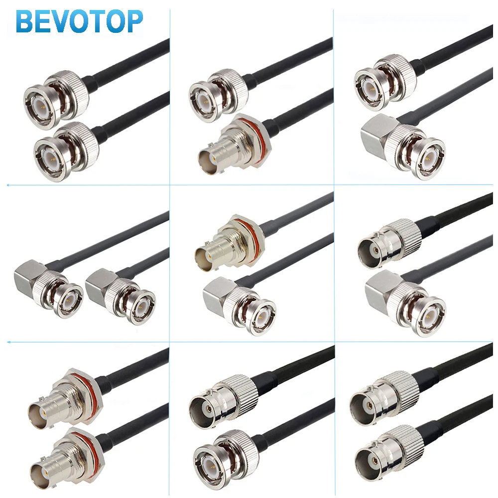 RG58 Coaxial BNC Male to BNC Male Plug RF Cable 50 Ohm Crimp Connector ...