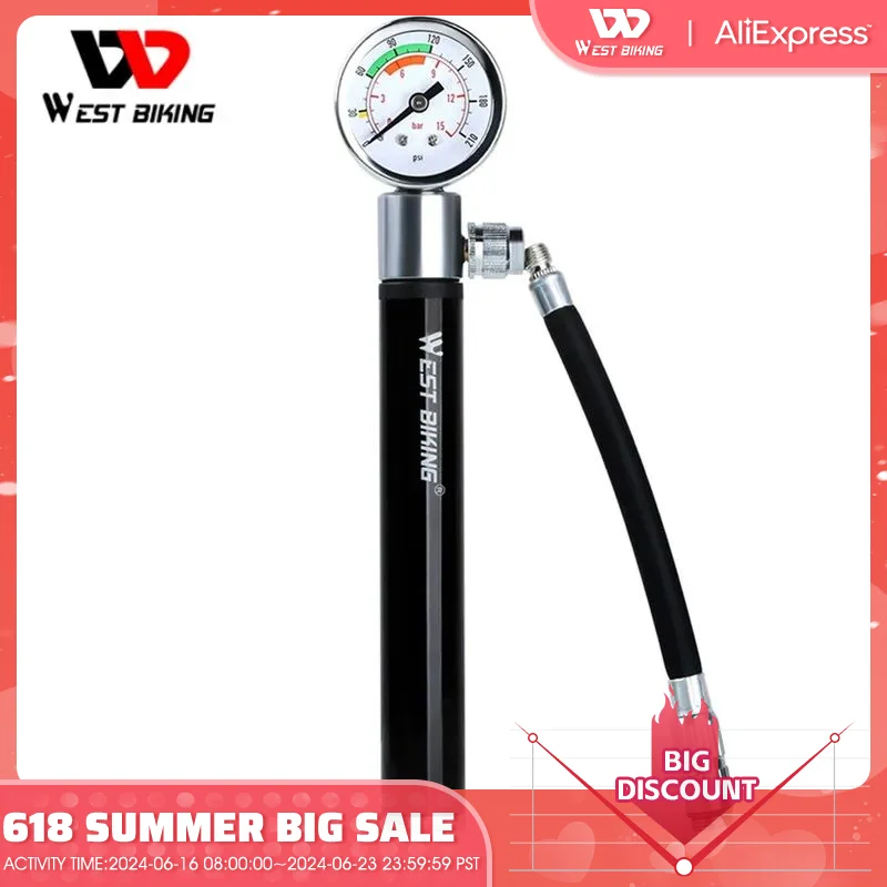 WEST-BIKING-120Psi-Portable-Bicycle-Pump-With-Pressure-Gauge-Presta ...