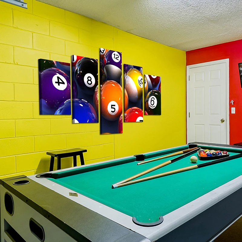 5 piezas de pintura decorativa moderna para sala de billar, póster de ...