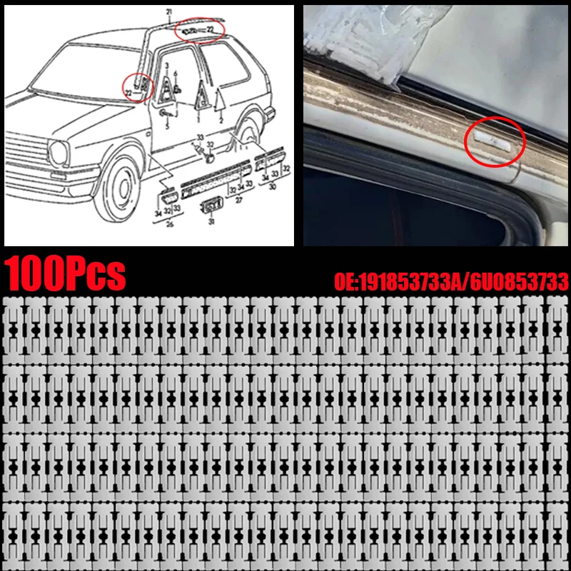 100Pcs-Roof-Rail-Bar-Cutter-Clips-Moulding-For-Seat-Cordoba-Ibiza ...