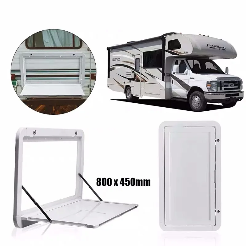 RV-Out-Folding-Table-White-Black-Trailer-mounted-External-Dining-Table ...
