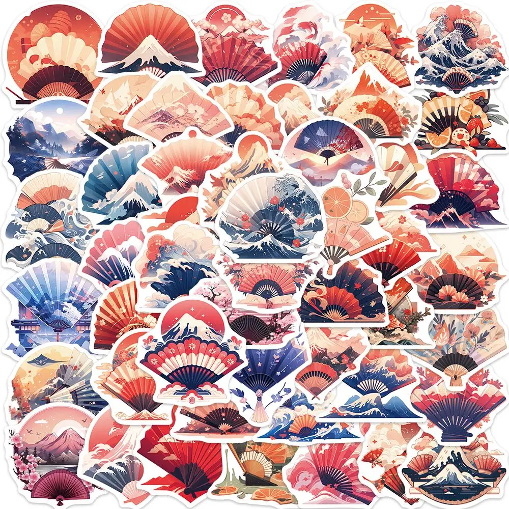 50pcs-Japanese-and-Paper-Fans-Aesthetic-Graffiti-Stickers-Luggage ...