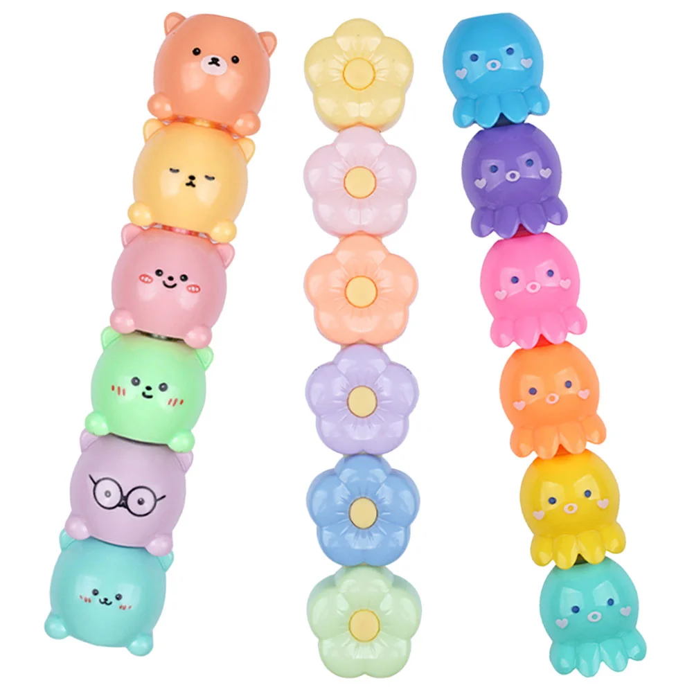 3-Sets-Cartoon-Highlighter-Octopus-Flower-Bear-Shaped-Stackable-Kawaii ...