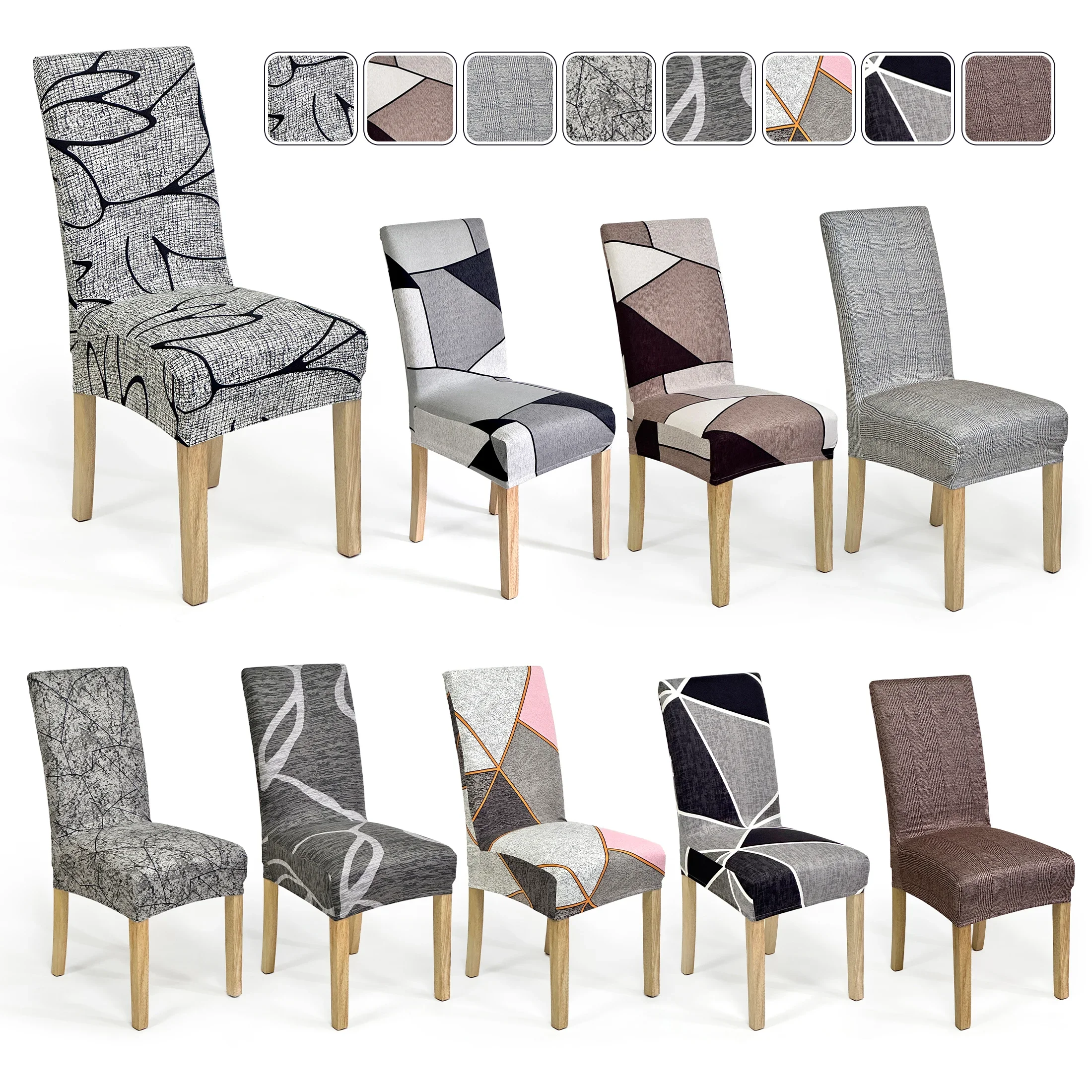4/6pcs Printed High Back Chair Cover, Modern Style, Polyester, High ...