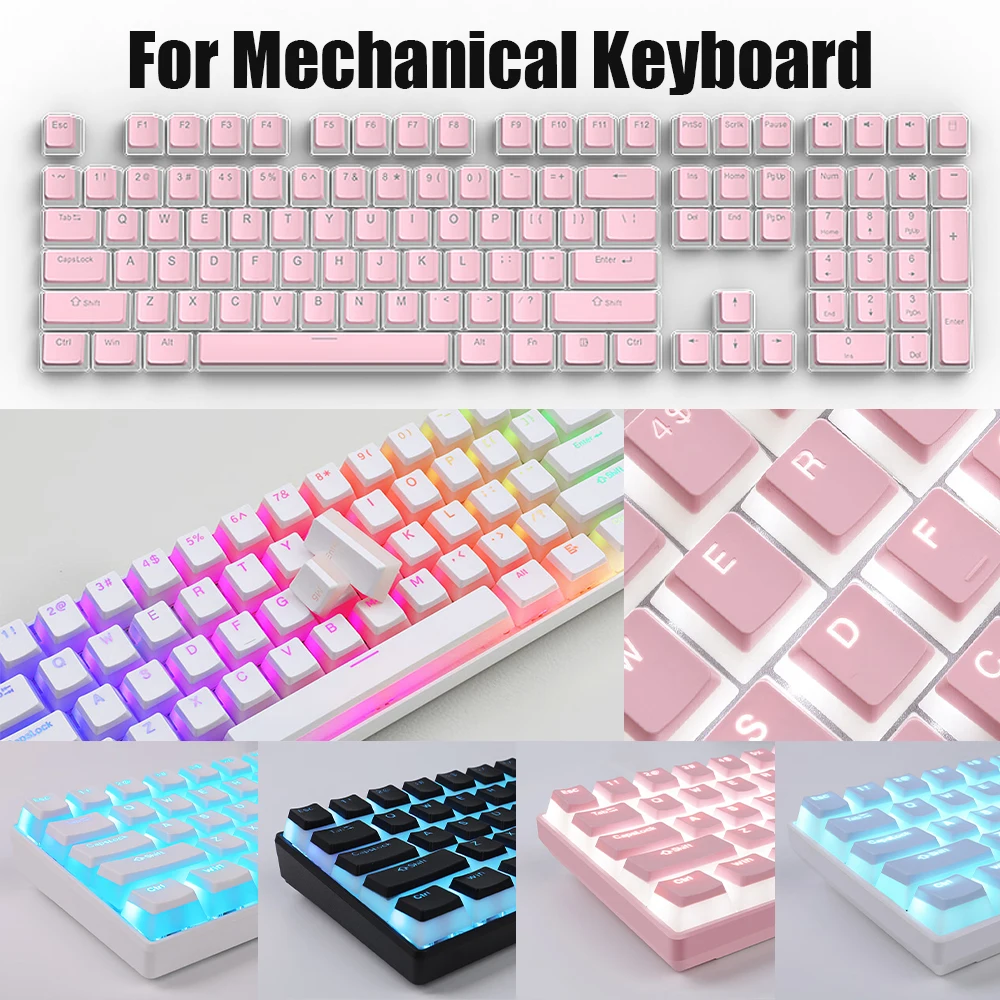 130-pcs-Keycaps-for-Mechanical-Keyboard-Accessories-Translucent-Keycaps ...