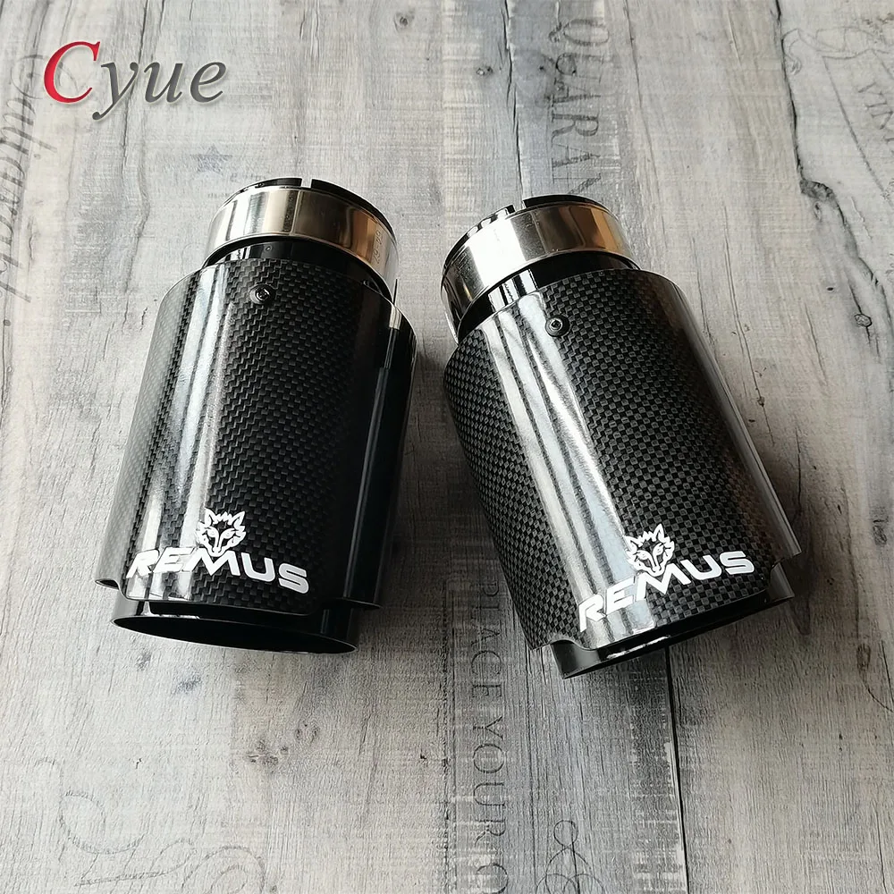 High-Quality-1PCS-REMUS-Car-Glossy-Carbon-Fiber-Muffler-Pipe-Universal ...