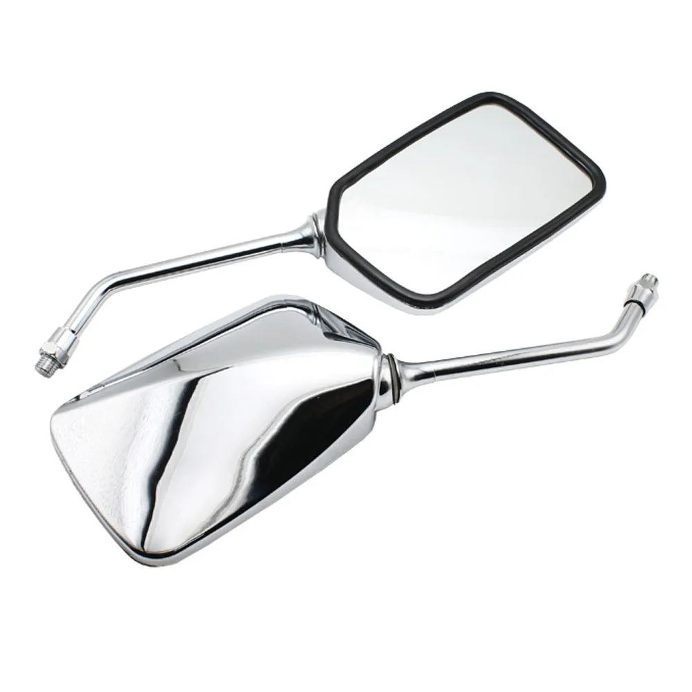 Motorcycle-Square-Mirrors-10mm-M10-Thread-for-Scooter-Baron-BMS-Retro ...