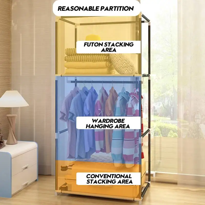 145x60x45cm Closet Foldable Clothes Hanger Coat Rack Non-woven Storage ...