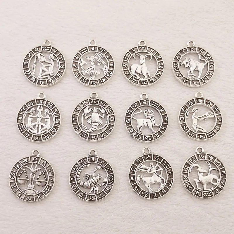 Doze-Constela-es-Encantos-Pingente-Zod-aco-para-DIY-Handmade-Metal ...