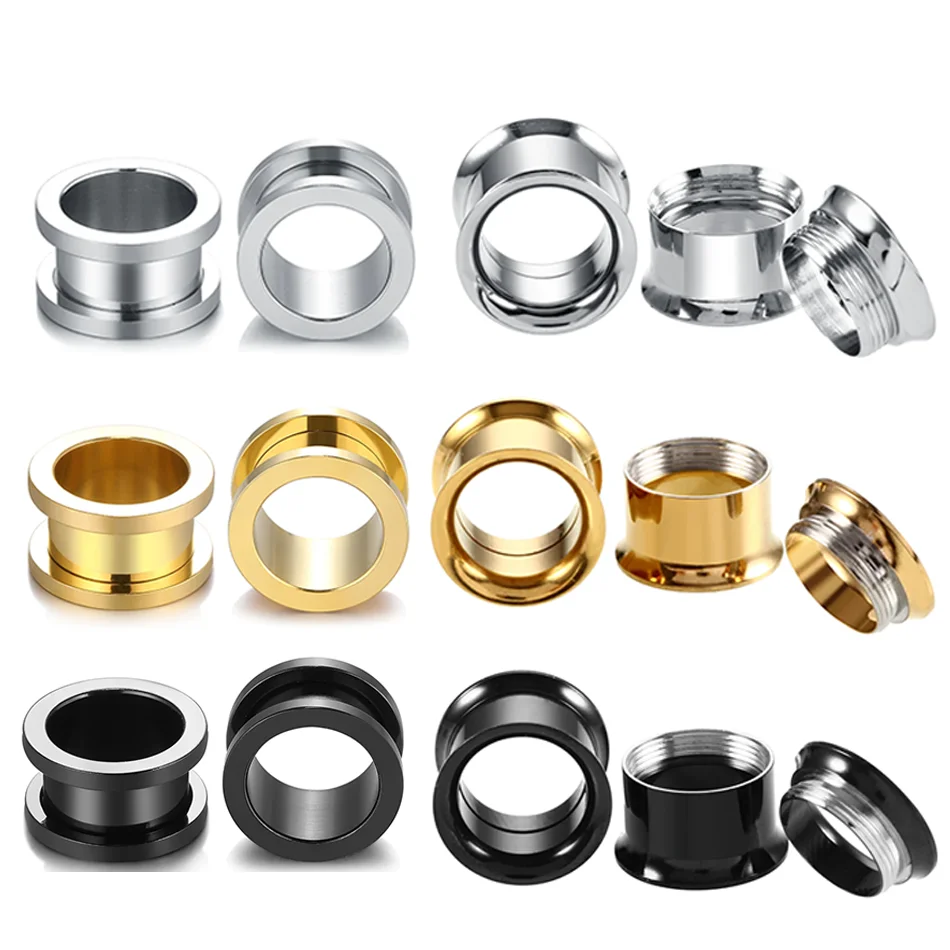 1Pair-6-16mm-Hollow-Ear-Gauges-Tunnels-Plugs-Earrings-Stainless-Steel ...