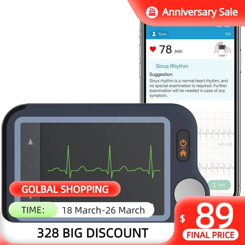Ecg/ekg Heart Monitor For Arrhythmia Afib 30s-5min Measurement Support ...