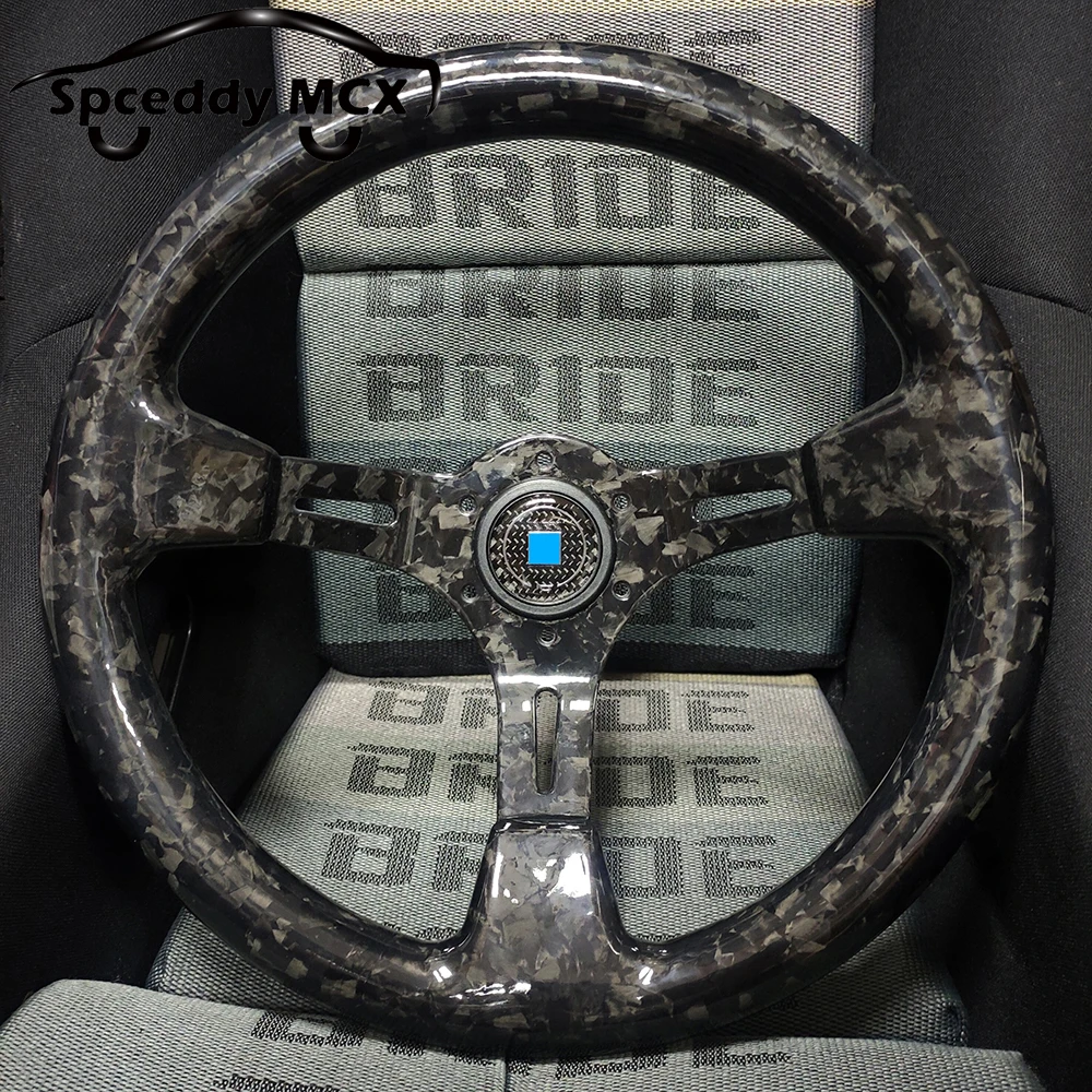 JDM Real Carbon Fiber Car Steering Wheel 14inch 345mm Racing Sport Deep ...
