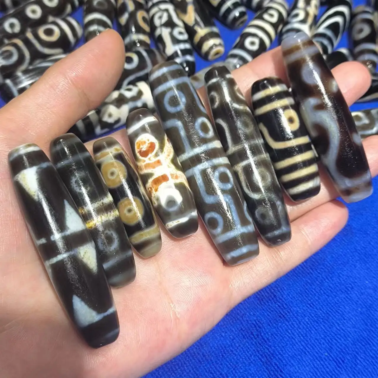 100pcs-lot-natural-agate-dzi-wholesale-Black-brown-weathered-pattern ...