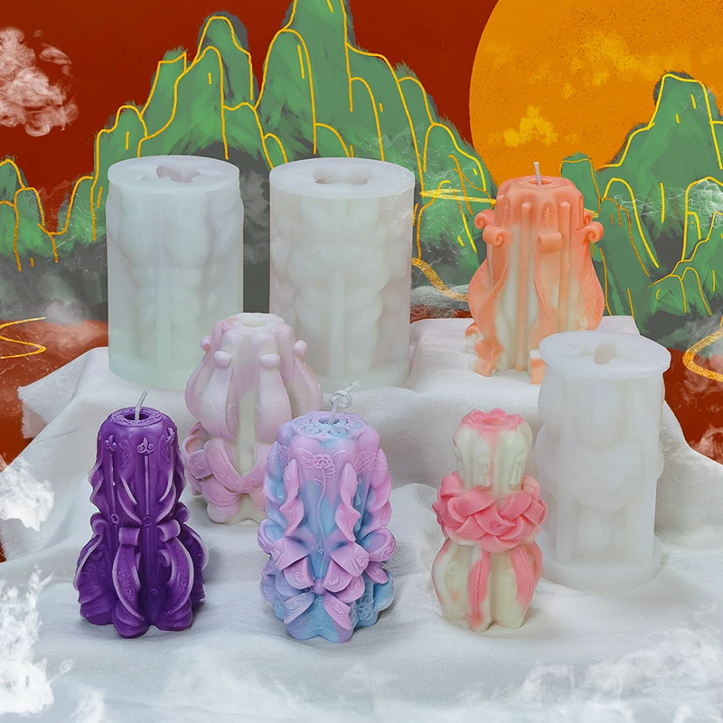 Auspicious-Cloud-Flower-Silicone-Candle-Mold-Large-Geometric-Columnar ...