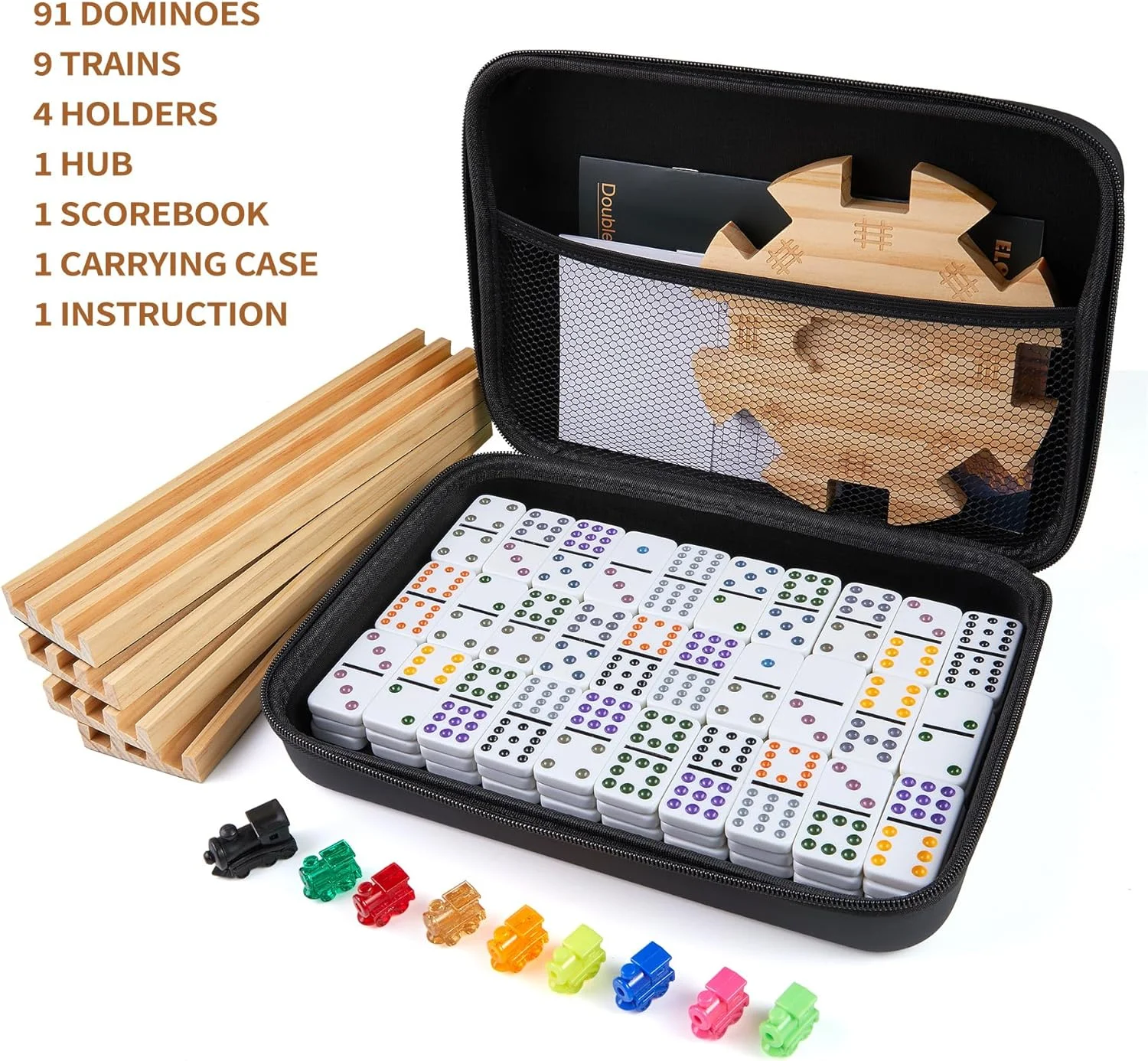 Mexican miniature train dominoes wooden base portable desktop game with ...