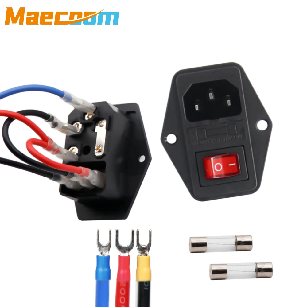 1/2/5 PCS 10A 250V Power Switch AC Power Outlet with Red Triple Rocker ...