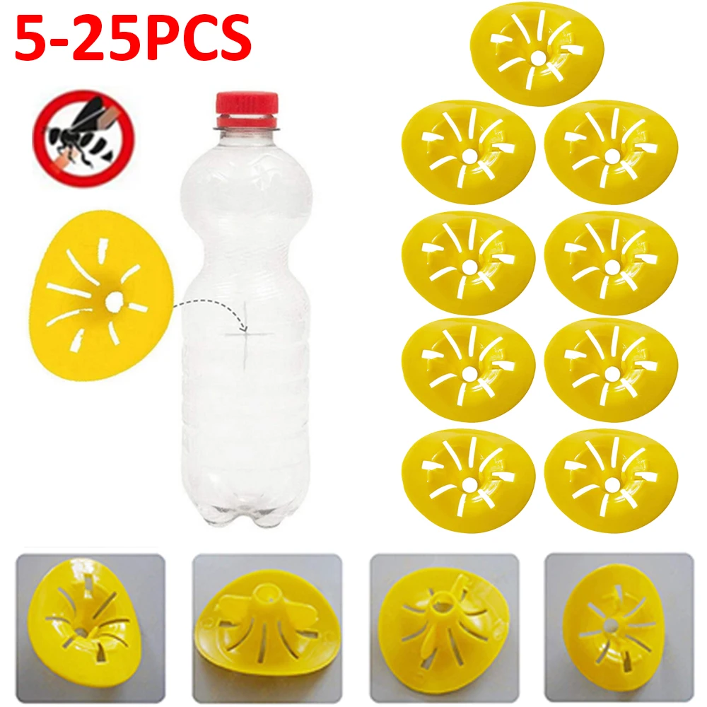 5-25PCS-Reusable-Yellow-Plastic-Bee-Catcher-Flower-Shaped-Flying ...