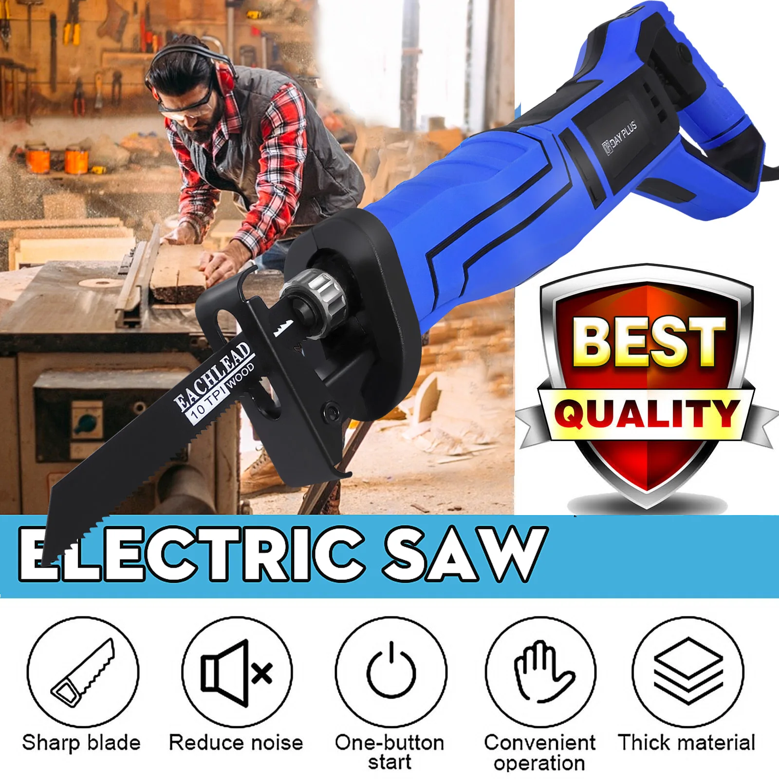 Reciprocating-Saw-900W-with-5-Blades-2800-RPM-Variable-Speed-Corded ...