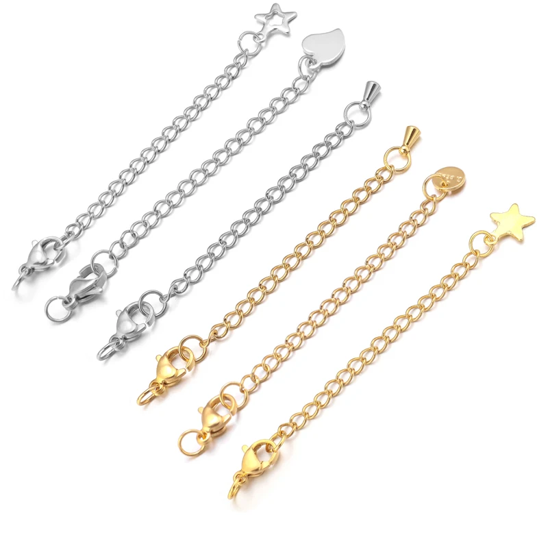 5pcs/pack 50mm Stainless Steel Necklace Extension Chain Bulk Bracelet ...