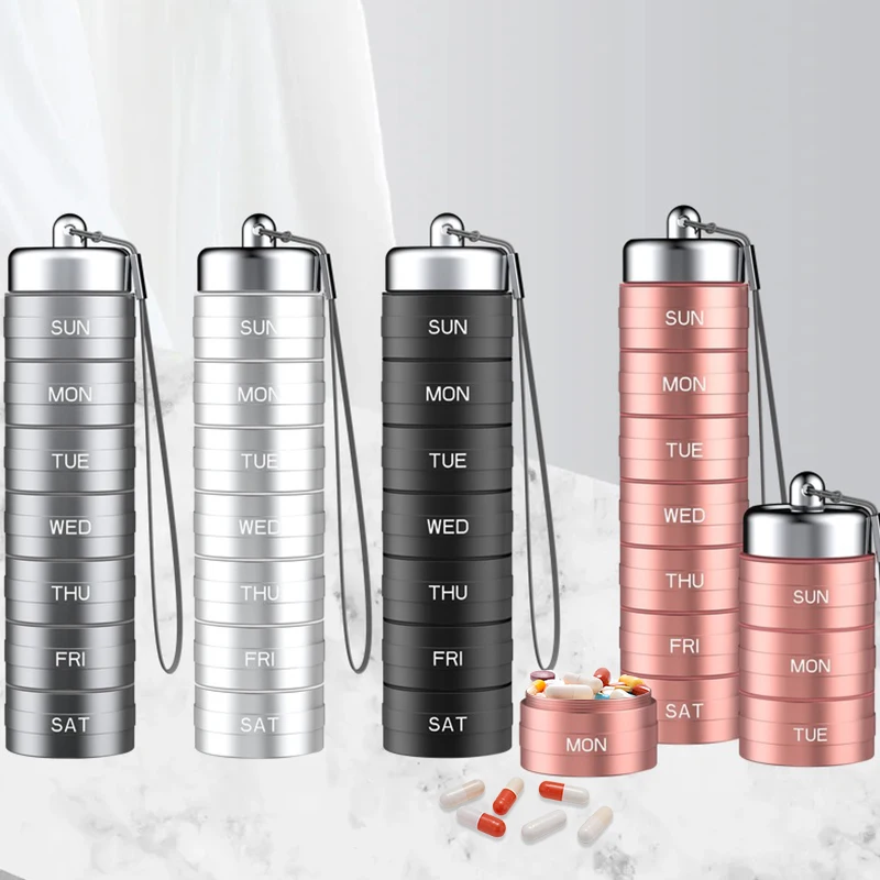 Portable-Pill-Case-for-Travel-Metal-Pill-Organizer-Waterproof-Pill-Box ...