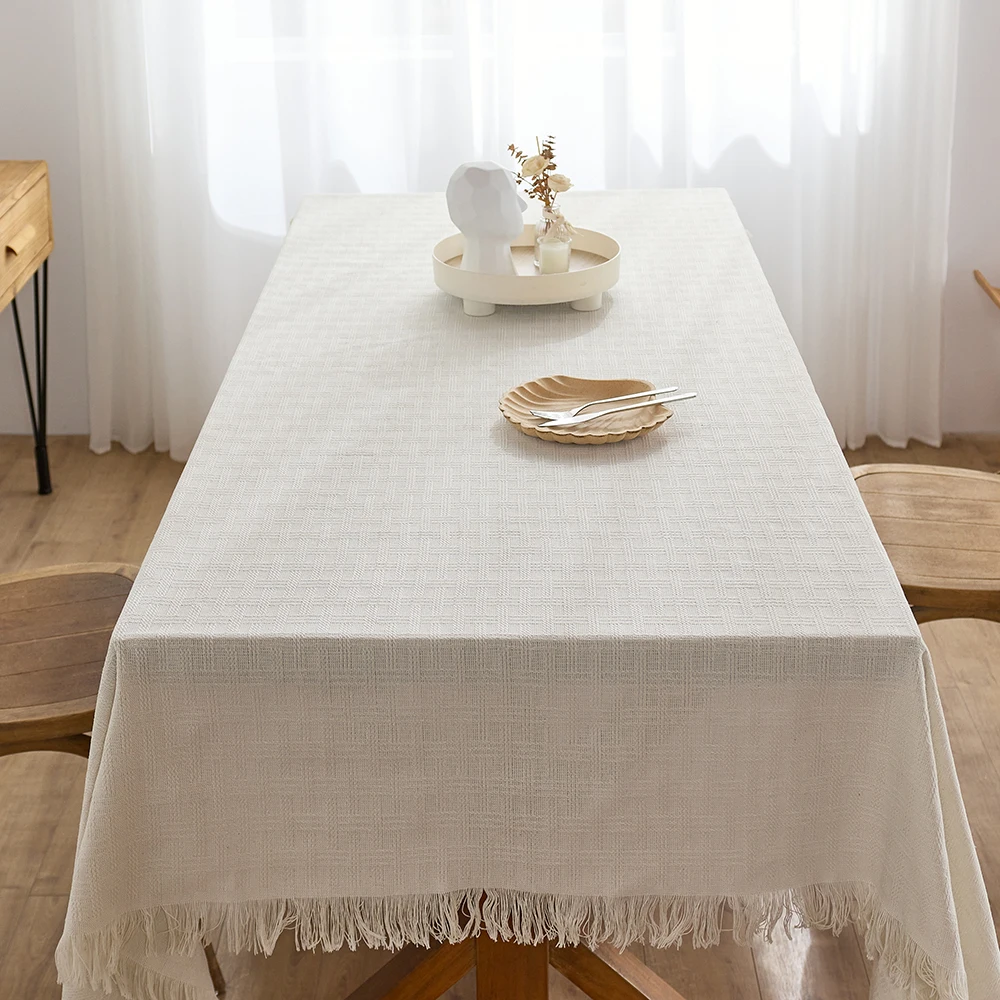Cotton Linen beige Tablecloth Square Table decor Burlap Table Covers ...