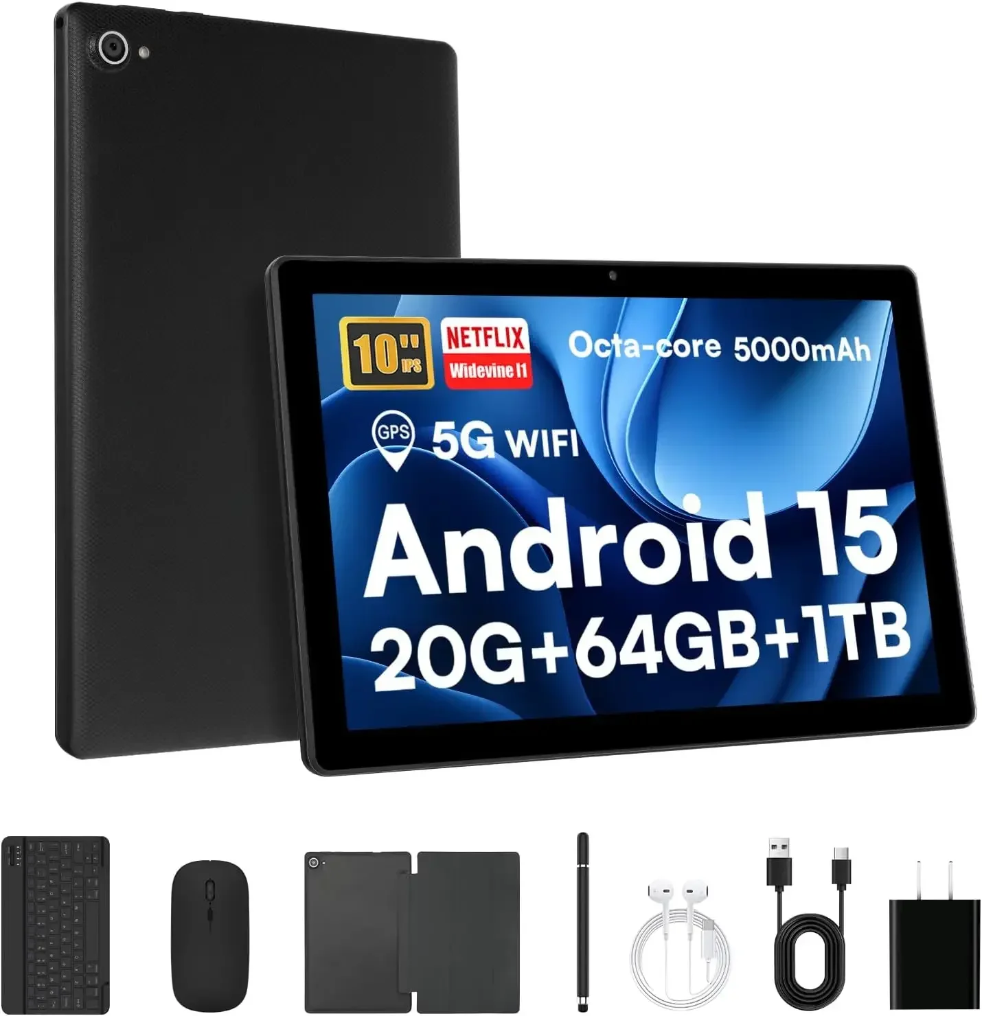 URAO Tablet 10 Inch Android 15 Octa-Core 20GB RAM 64GB ROM 1280x800 IPS ...