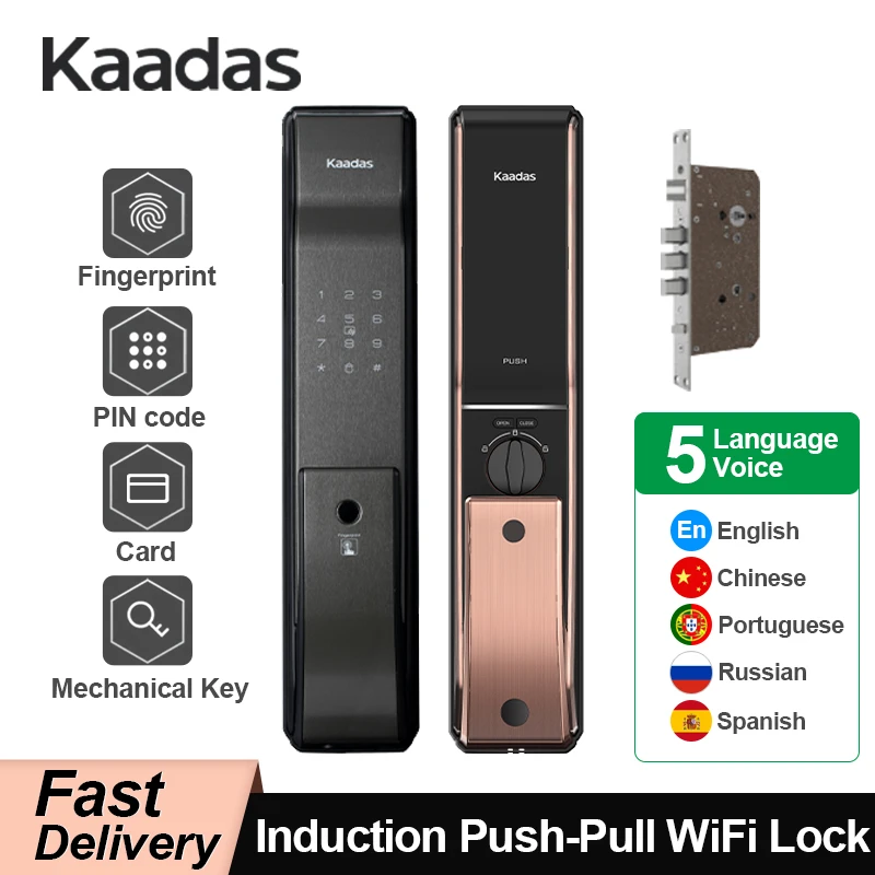 Kaadas Wifi Electronic Door Lock/Fingerprint Identification/Password/Smart Card/Key Unlock K9 W ...