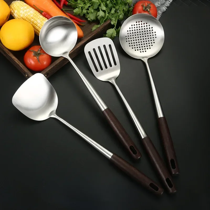 Stainless-Steel-Kitchenware-Set-Wholesale-Household-Spatula-Wooden ...