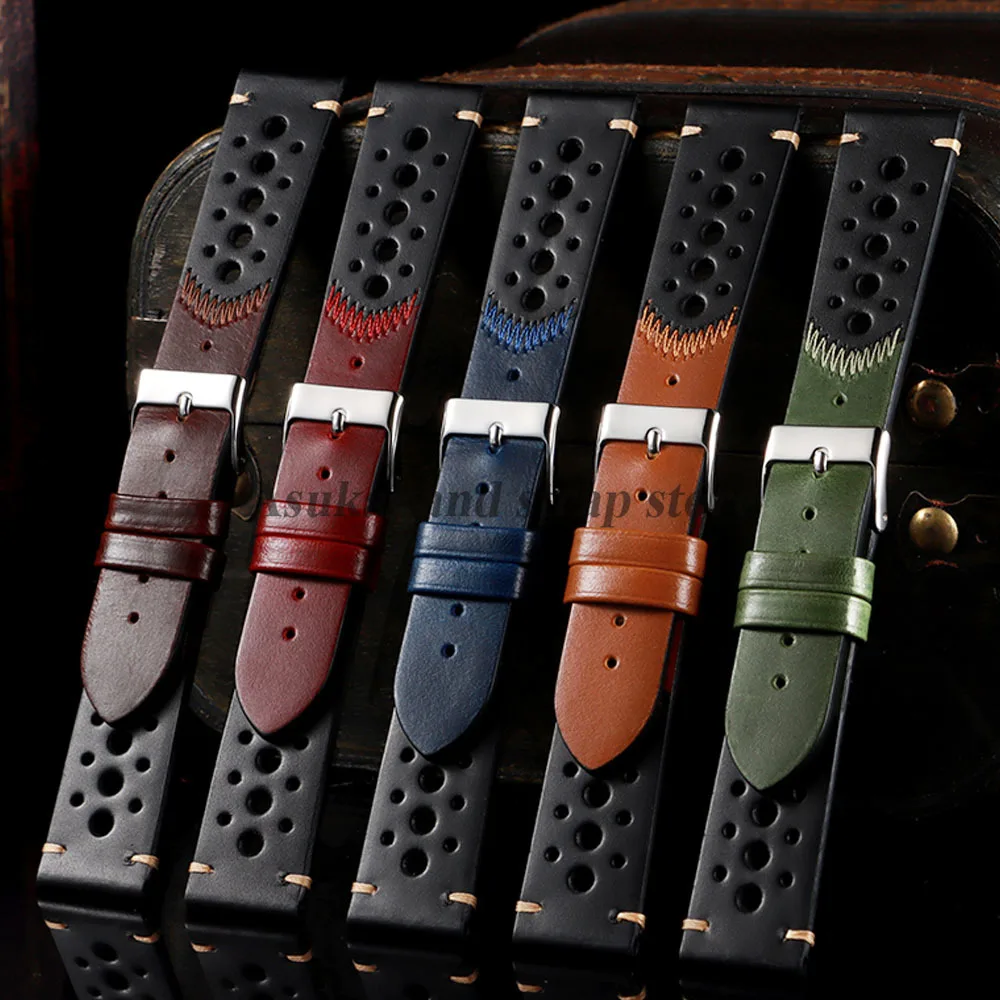 New Oil wax Leather Watch Strap 20mm for Seiko for Omega Watchband for ...