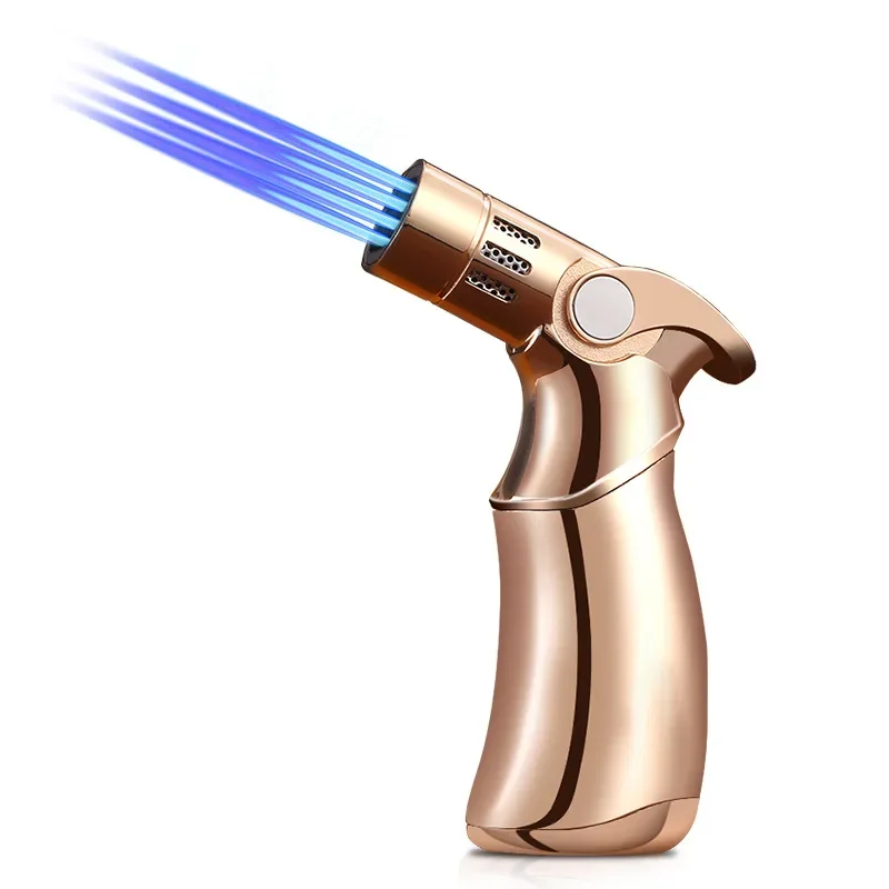 New Metal Windproof Cigar Lighter Powerful Blue Flame Spray Gun Turbo ...