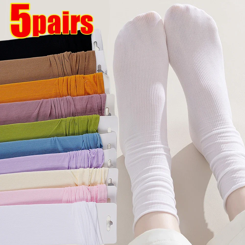 5pairs-Japanese-Loose-Socks-High-School-Girls-Harajuku-Long-Cute-Socks ...