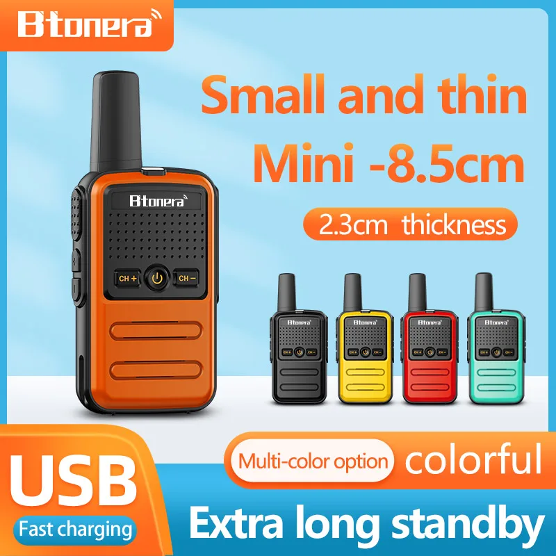 Btoera 2 Pcs Mini Walkie Talkie PMR 446 Portable Two-way Radio Ht PTT ...