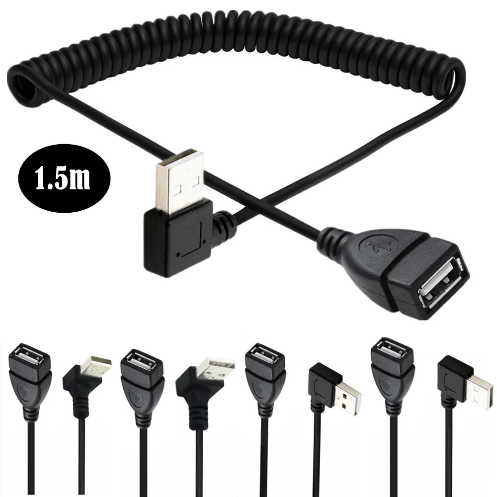 Spiral Coil USB Cable Up Down Right Left 90 Degree Angle USB 2.0 Male ...