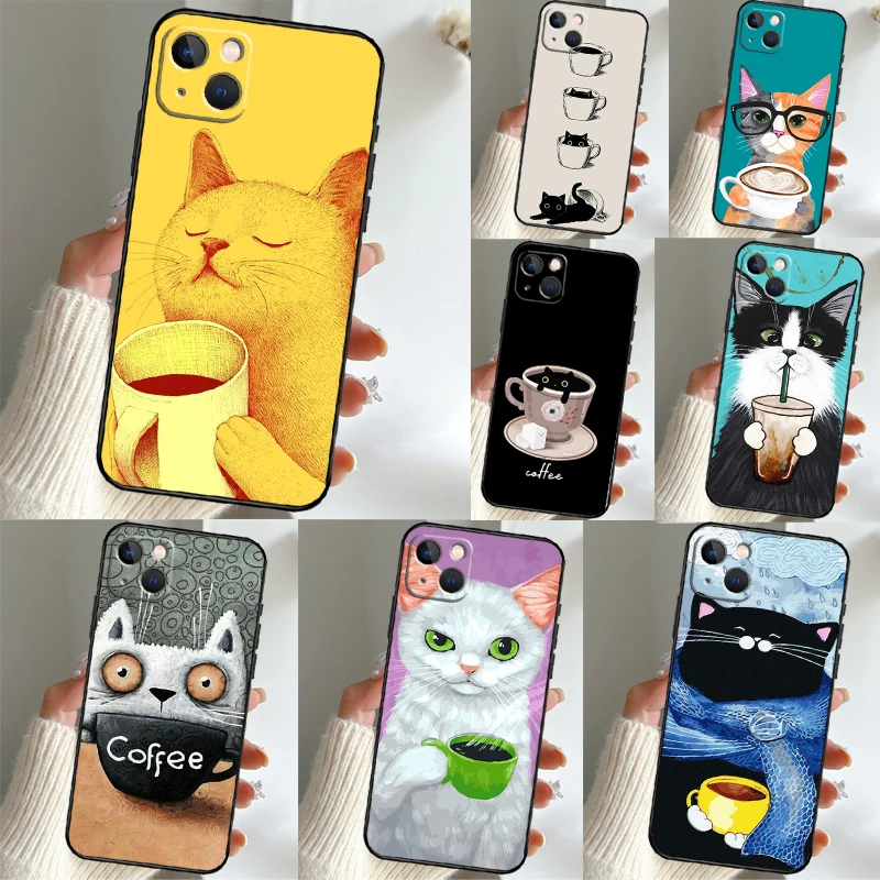 Cute Animal Cat Coffee Case For OPPO Reno 8T 14F 13F 12F 11F 7 8 10 11 ...