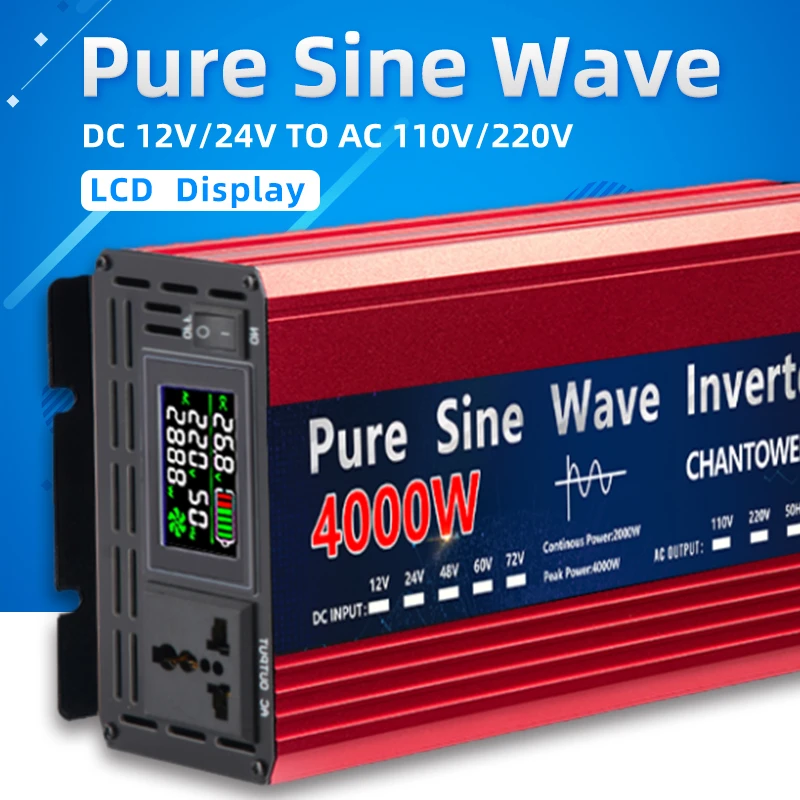 Pure Sine Wave Inverter 12v 220v 24/48v To Ac 110v/220v 2200w 3000w 4000w Portable Power Voltage ...