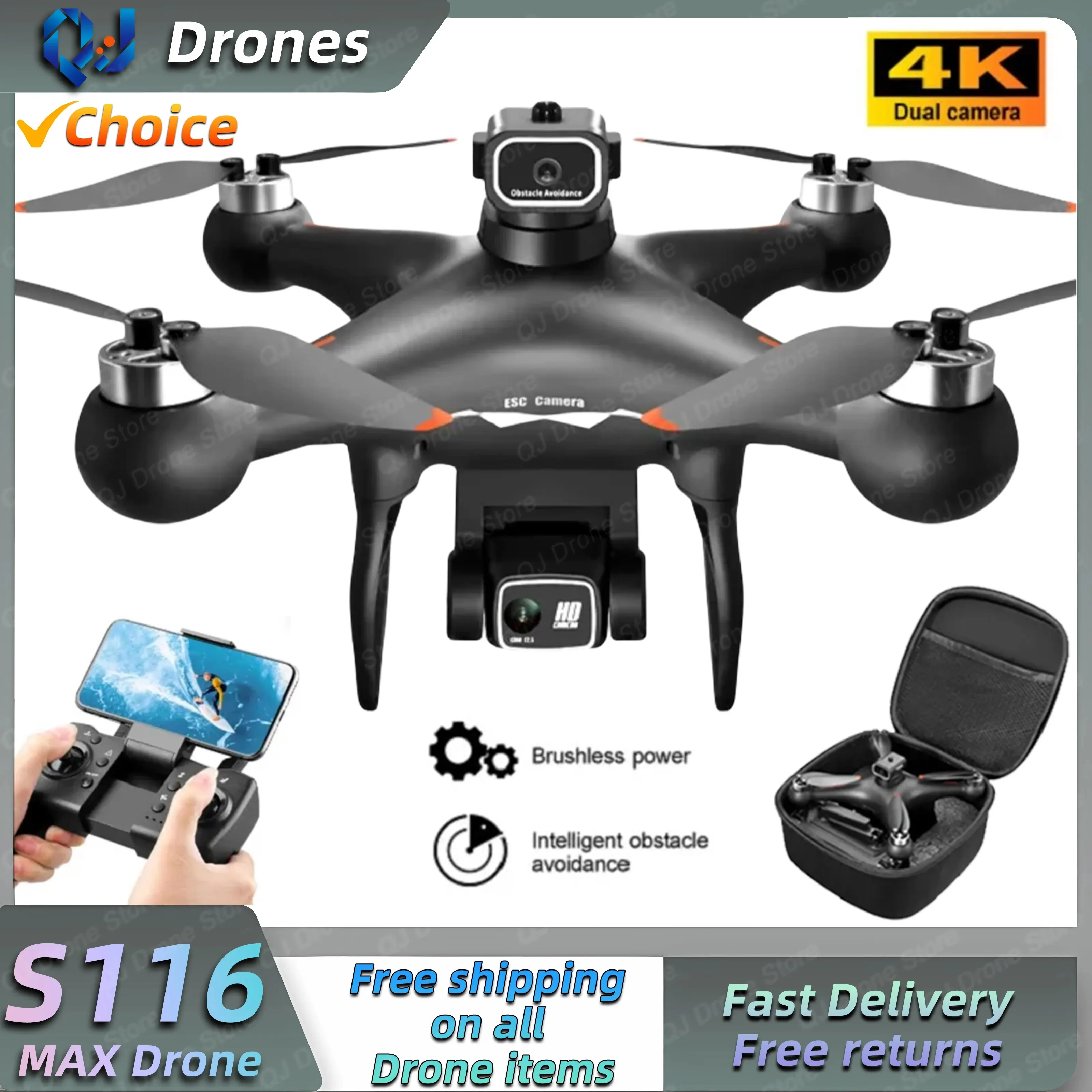 S116-MAX-Elf-Drone-4K-HD-Dual-ESC-Camera-Optical-Flow-Localization ...